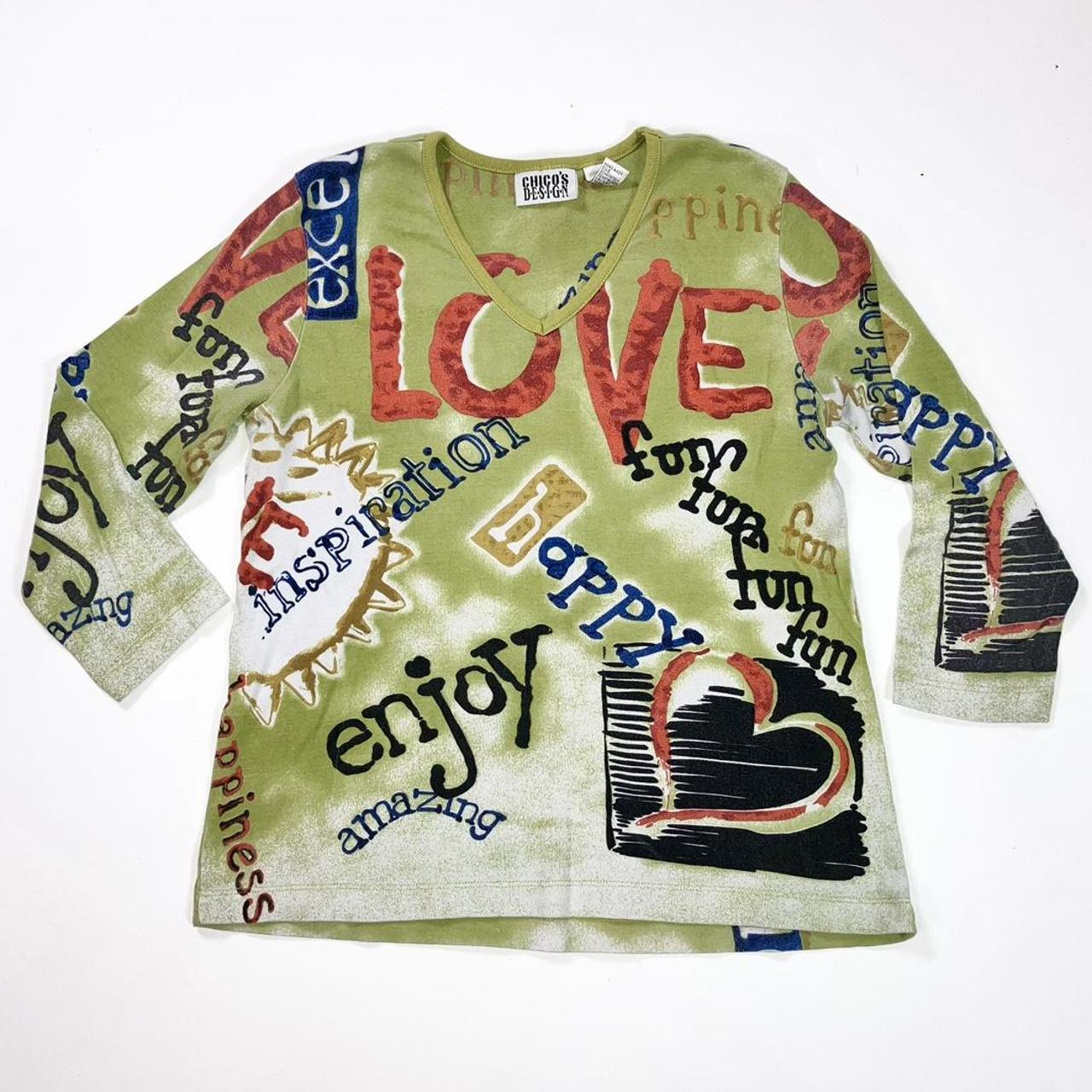 2000s all over print word fitted shirt Super... - Depop