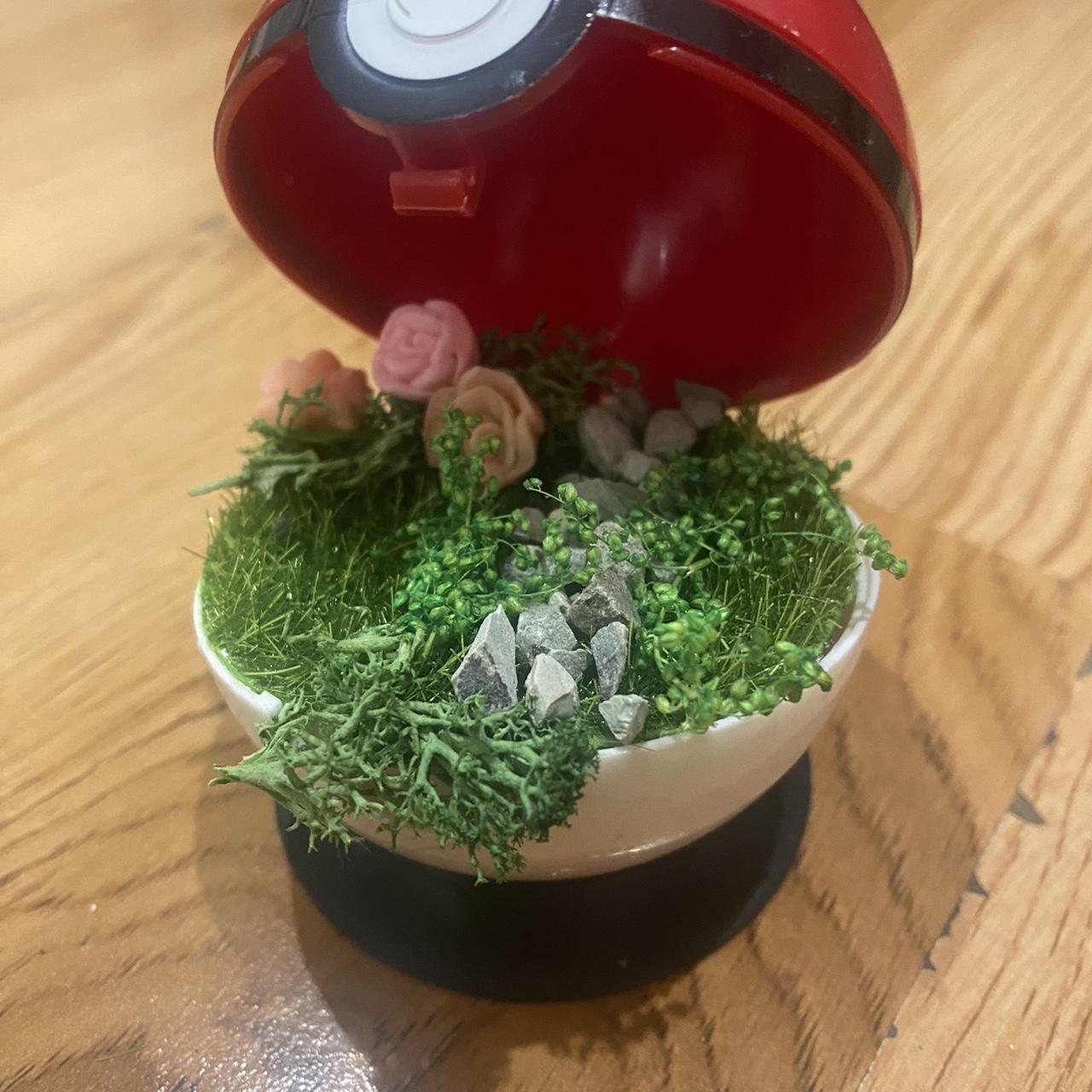Handmade miniature Pokémon pokeball with grass,... - Depop