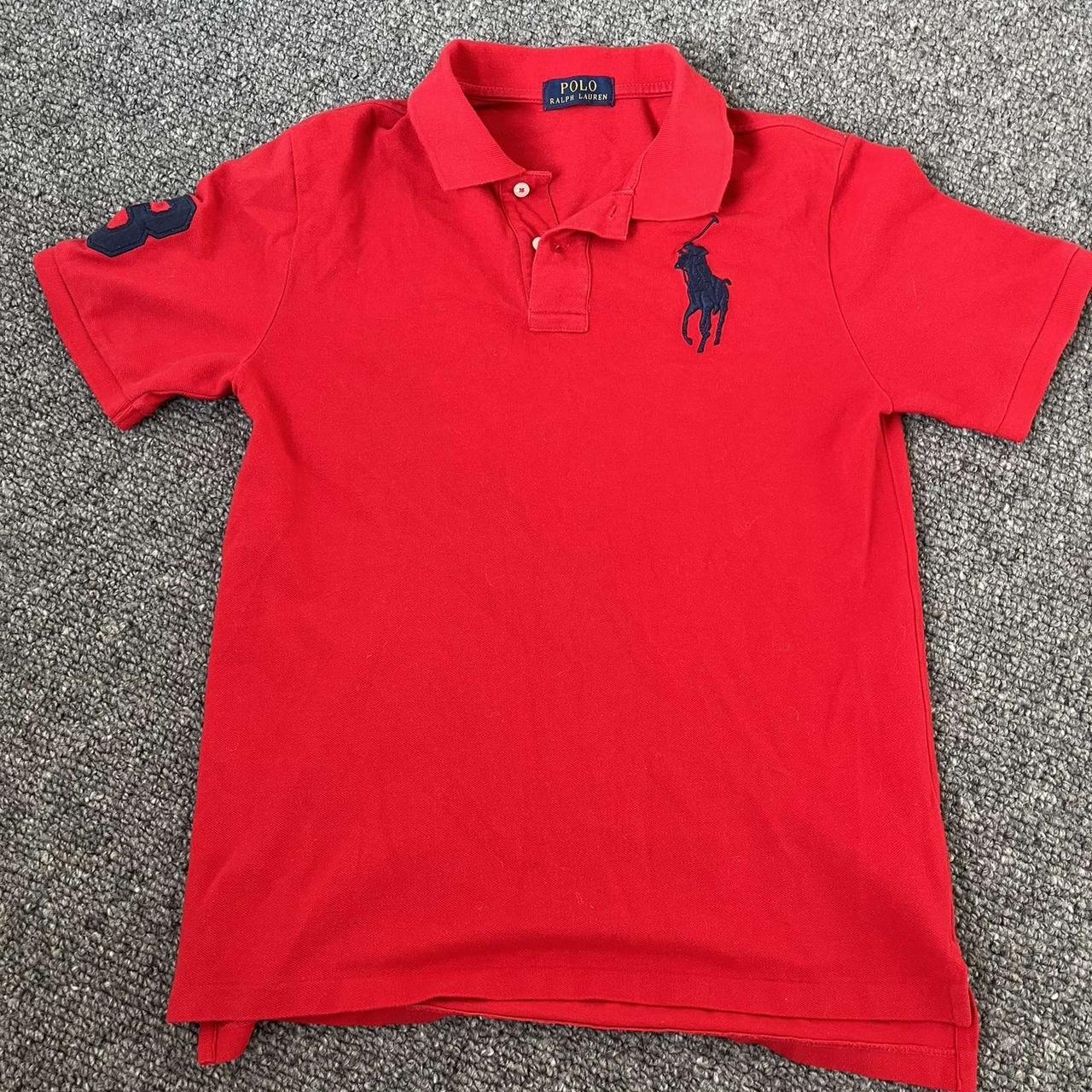 Red polo top, fits men’s size S, practically brand... - Depop