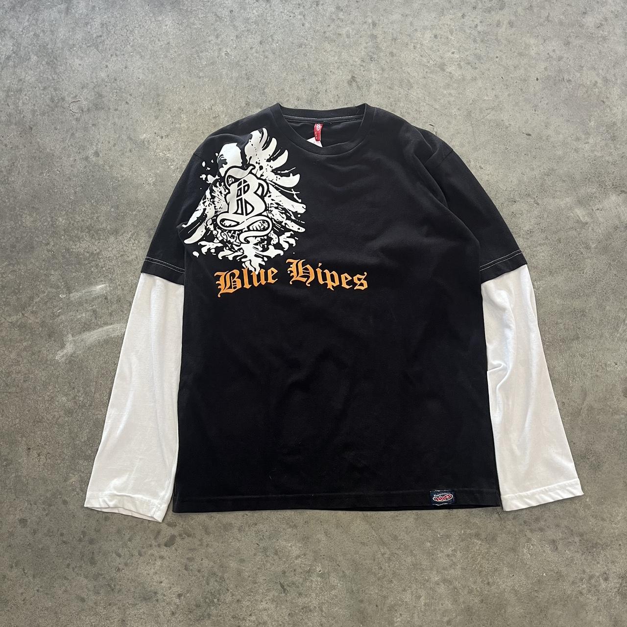 super sick 2000’s blue pipes double layered long... - Depop