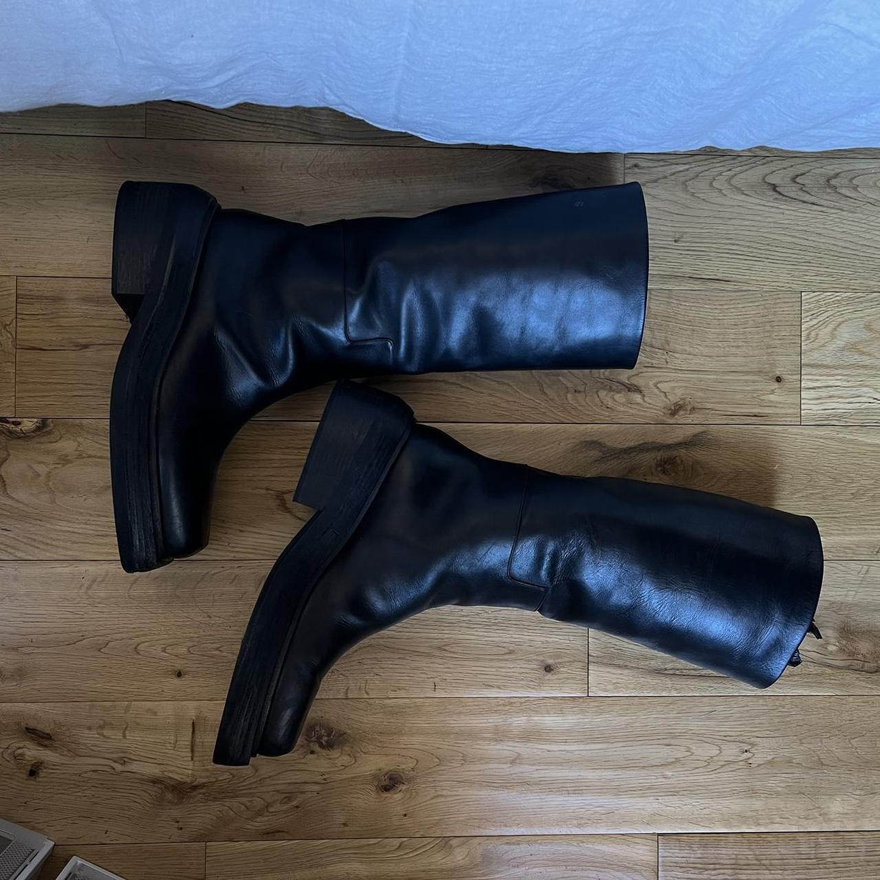 MARSELL BLACK KNEE-HIGH SQUARE CASSETTO BOOTS EU... - Depop