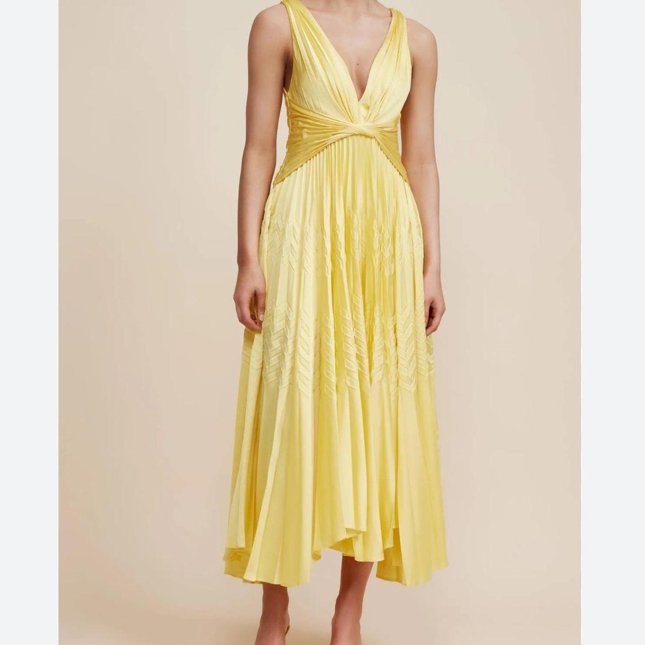 Acler Bettencourt Pleated Satin Midi Dress in... - Depop