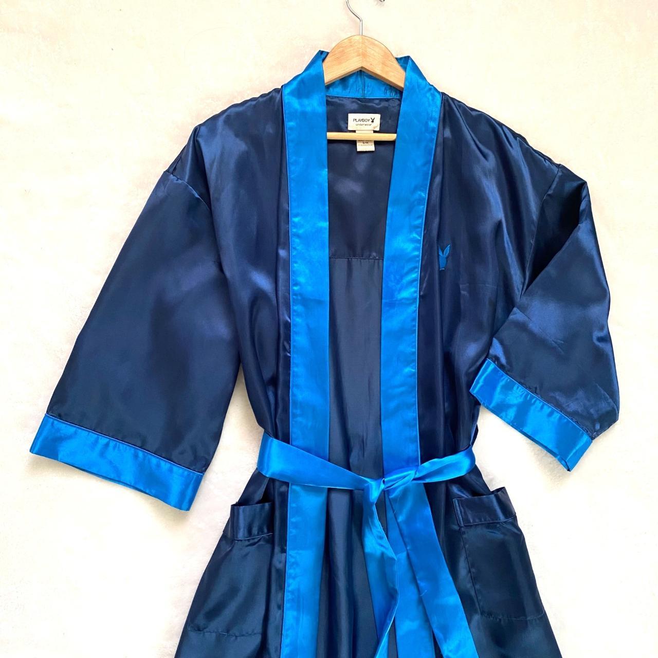 vintage Playboy bunny underwear silky blue robe mens... - Depop