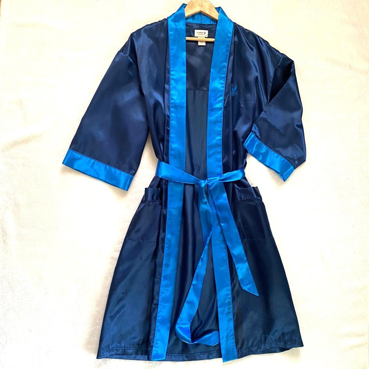 vintage Playboy bunny underwear silky blue robe mens... - Depop