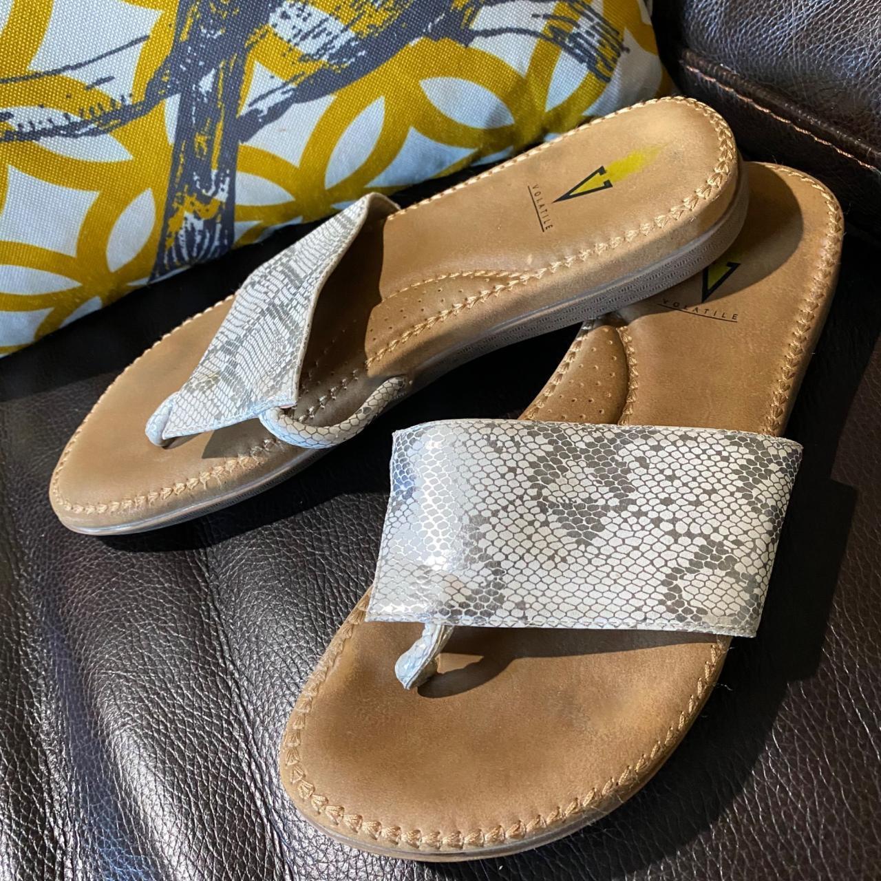 Volatile snake reptile print flip flop sandals sz 9... - Depop