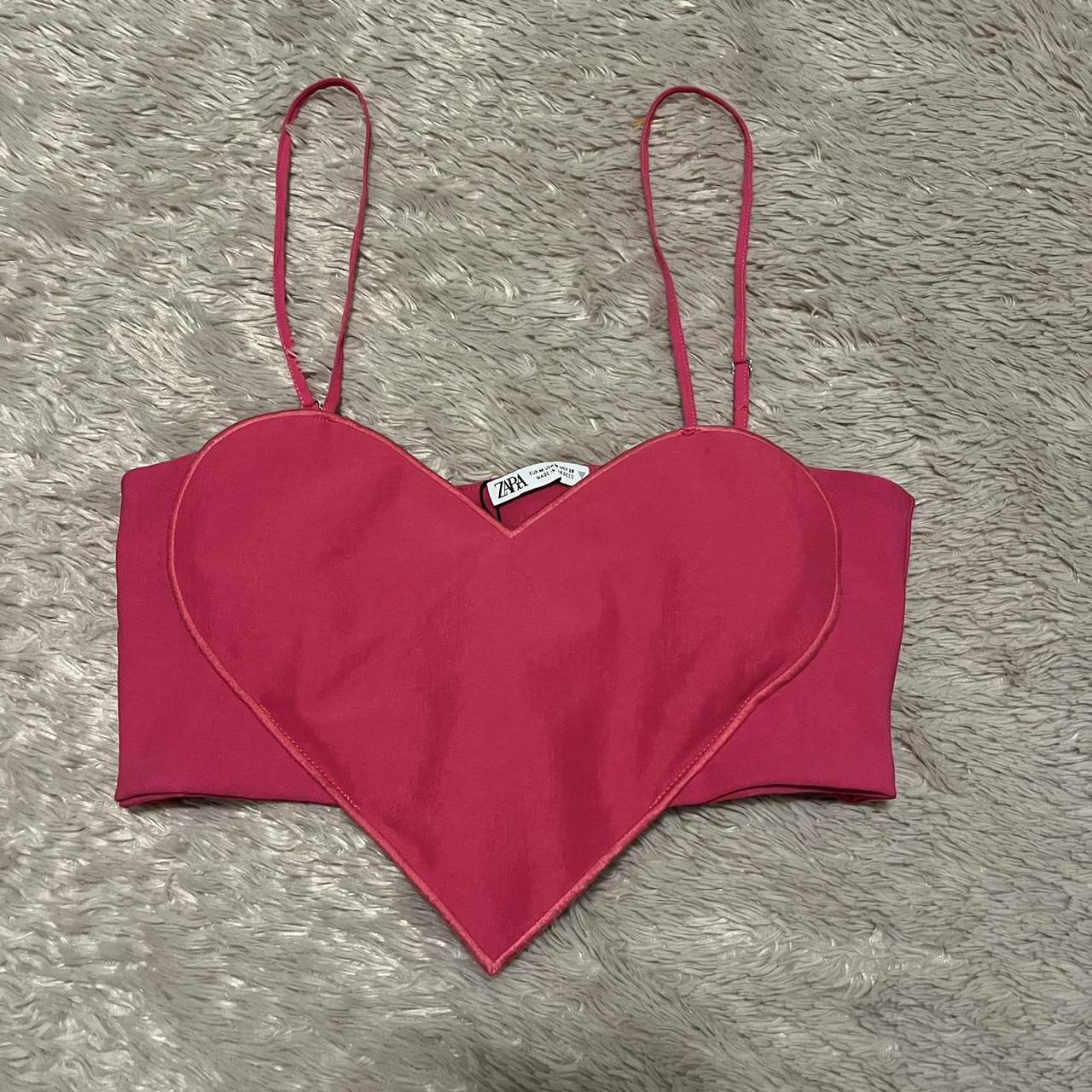 Zara pink heart shaped crop top Super cute for... - Depop