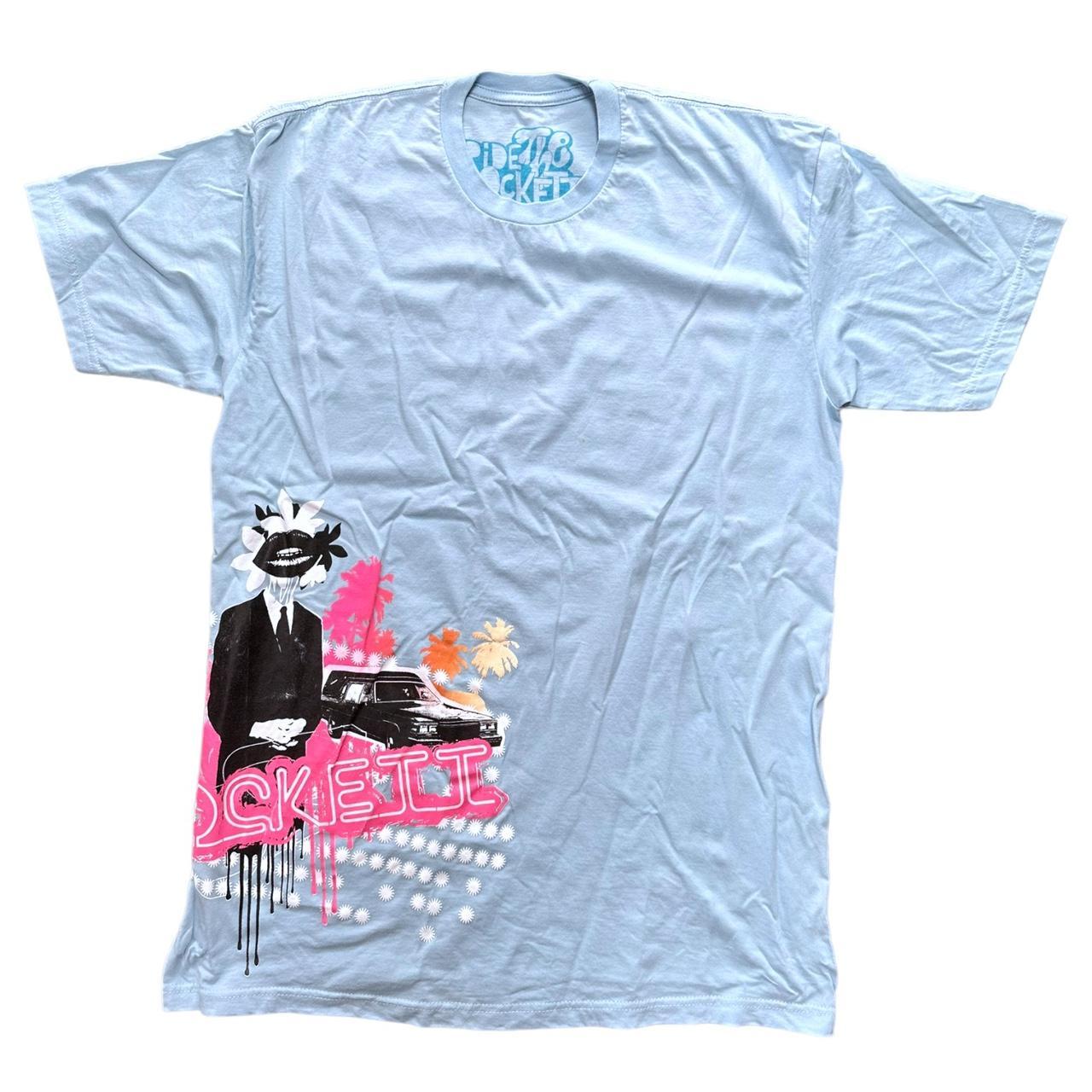 2000s emo scene blue ride the rocket T-shirt with... - Depop