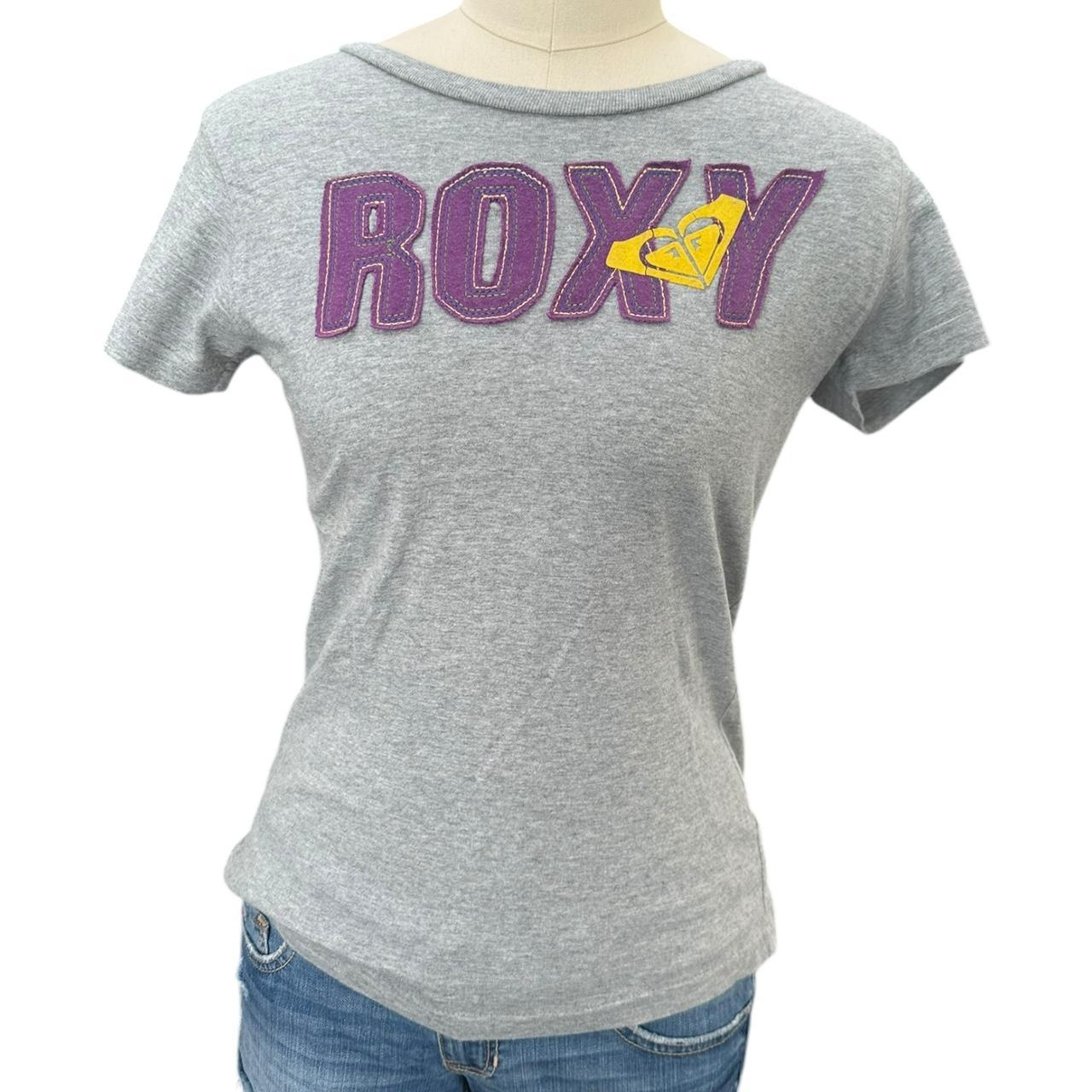 2000s sporty grunge Roxy purple embroidered slogan... | Depop