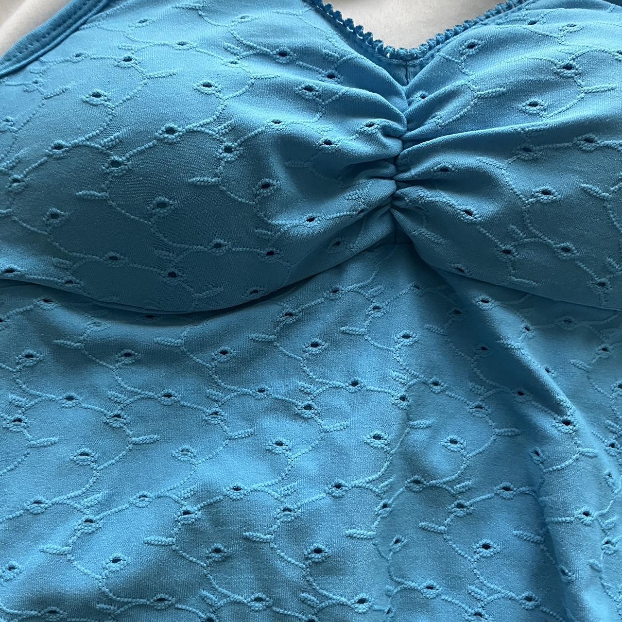 baby blue body suit with scrunch detailing in the... - Depop