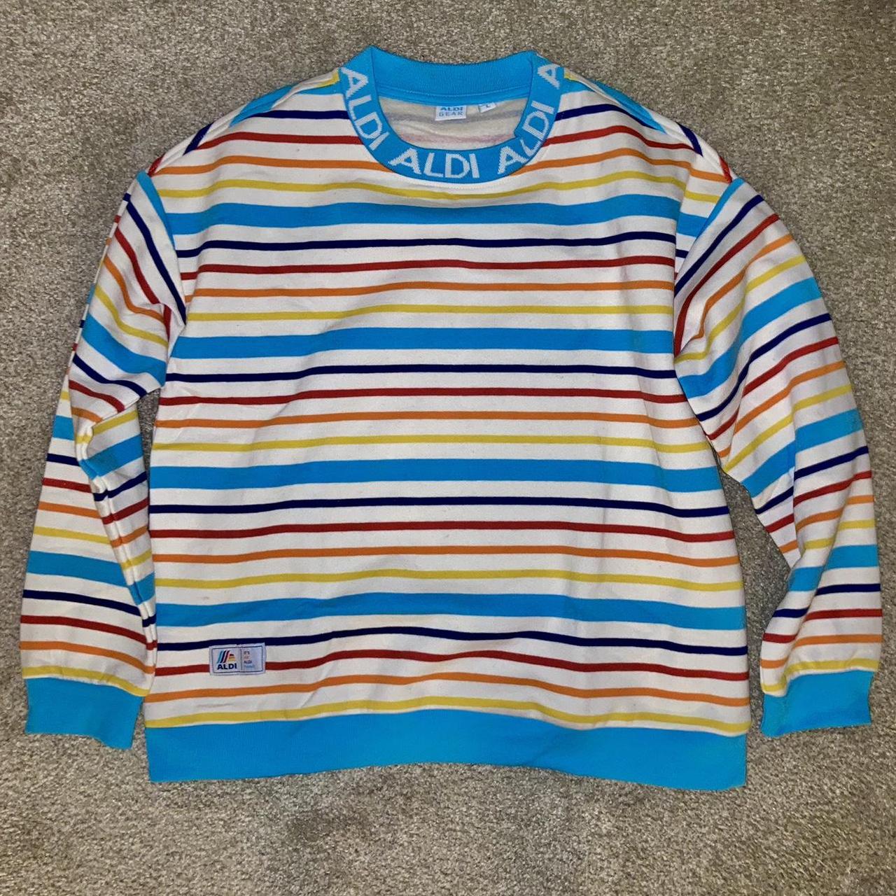 Aldi gear rainbow crewneck sweater merch. Limited... | Depop