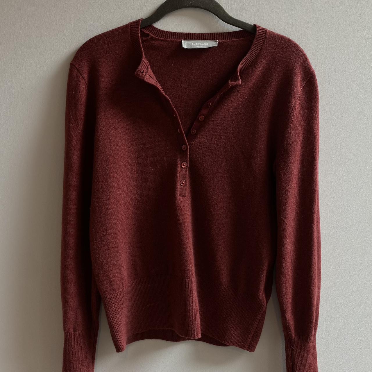 Everlane “The Cashmere Henley” • red/maroon color... - Depop