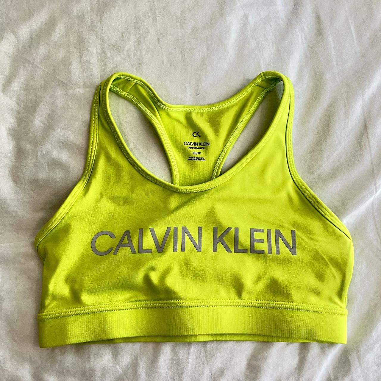 Calvin Klein neon yellow sports bra size xs never... - Depop