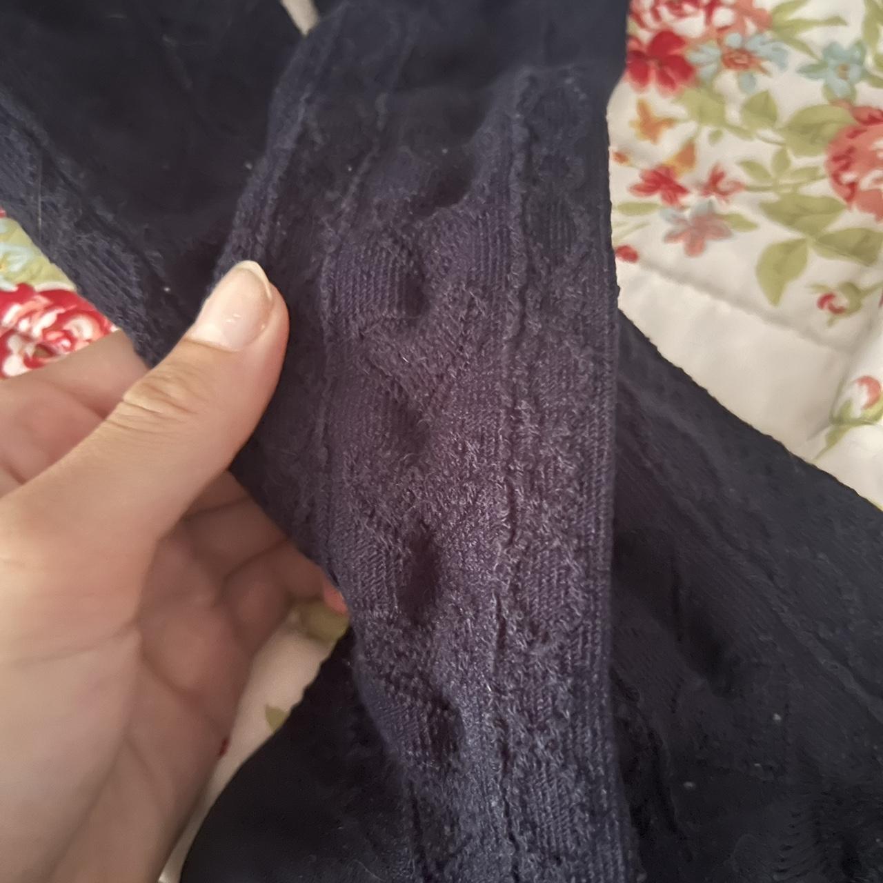 knitted navy blue crew cut socks they look black in... - Depop