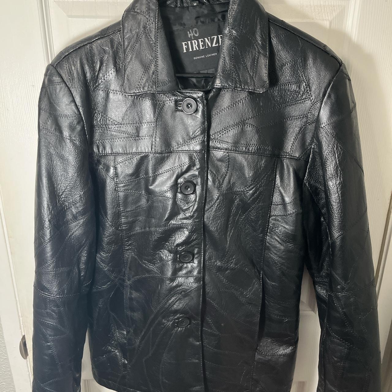 Firenze Leather Jacket size Medium/Large Vintage... - Depop