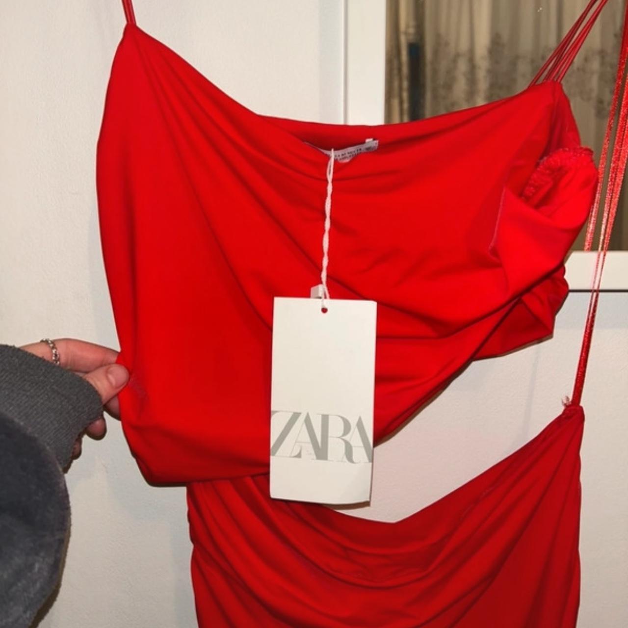 Red Zara Dress only ever worn to try on | Depop