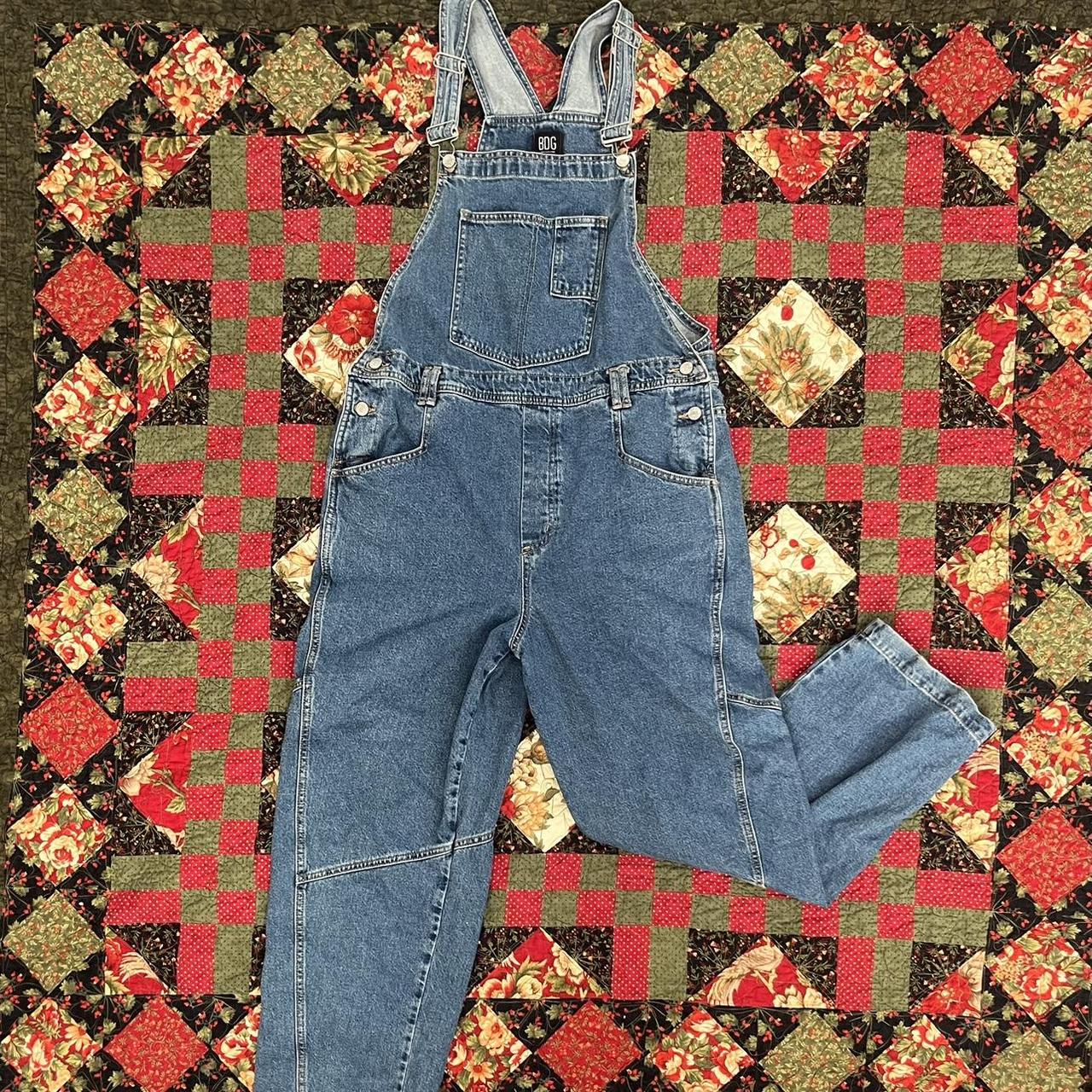 blue denim bdg overalls length: 58inches hips:... - Depop
