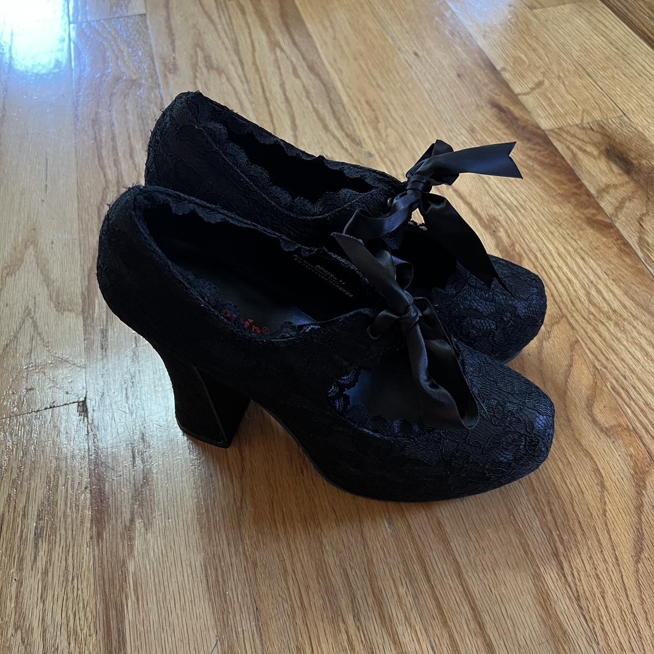Demonia Demon 11s in black lace. Size 9 and fit... - Depop