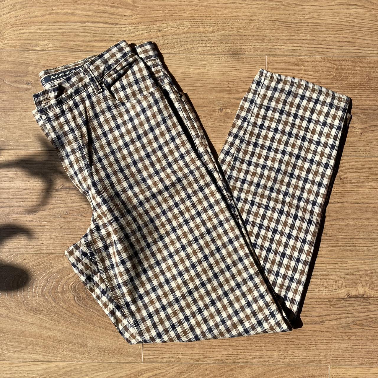 Aquascutum House Check Denim Golf trousers. 36”... - Depop
