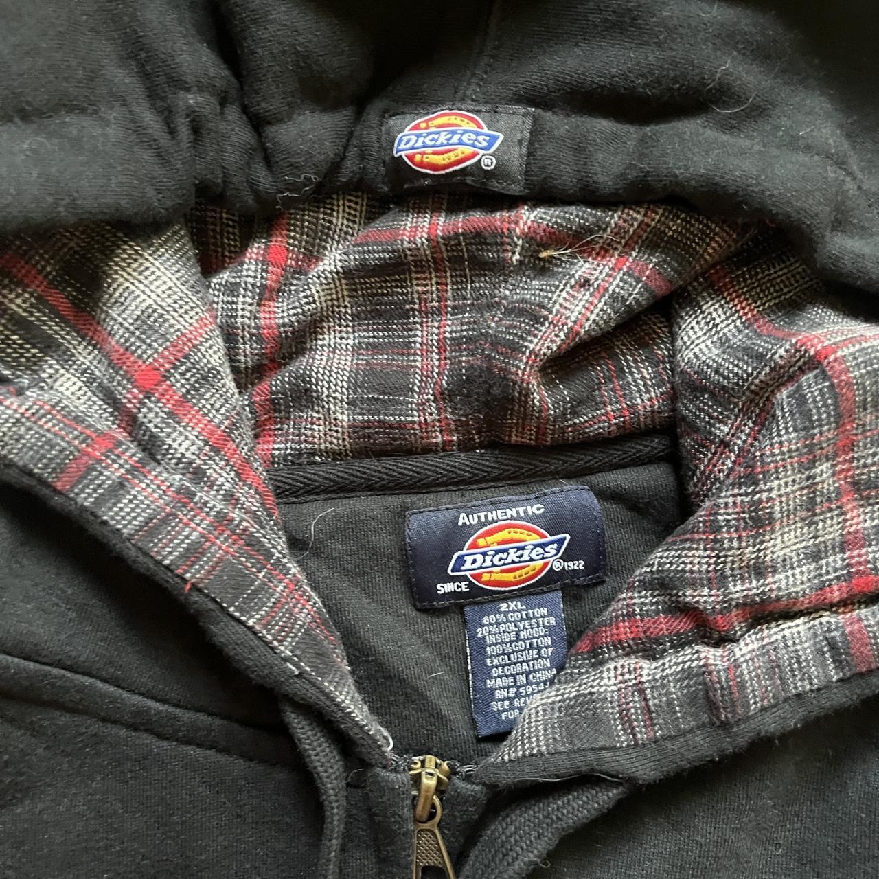 authentic xxl dickies zip up hoodie 🙏 plaid... - Depop