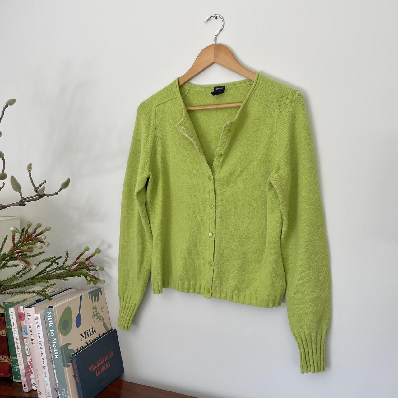 super cute cottagecore lime green cardigan by... - Depop