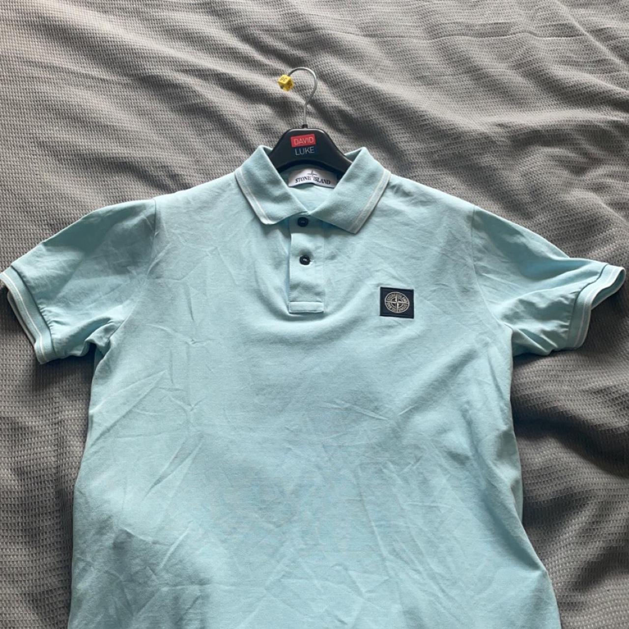 Blue Stone Island Polo Shirt Medium, Slim fit 10/10... - Depop