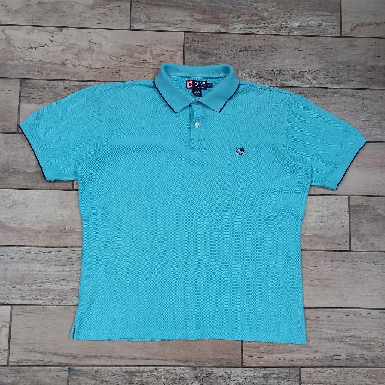 Vintage Ralph Lauren CHAPS turquoise blue polo... - Depop