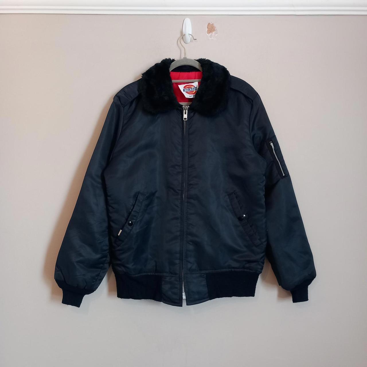 90s Vintage Dickies Bomber Jacket Dark Navy Blue Depop