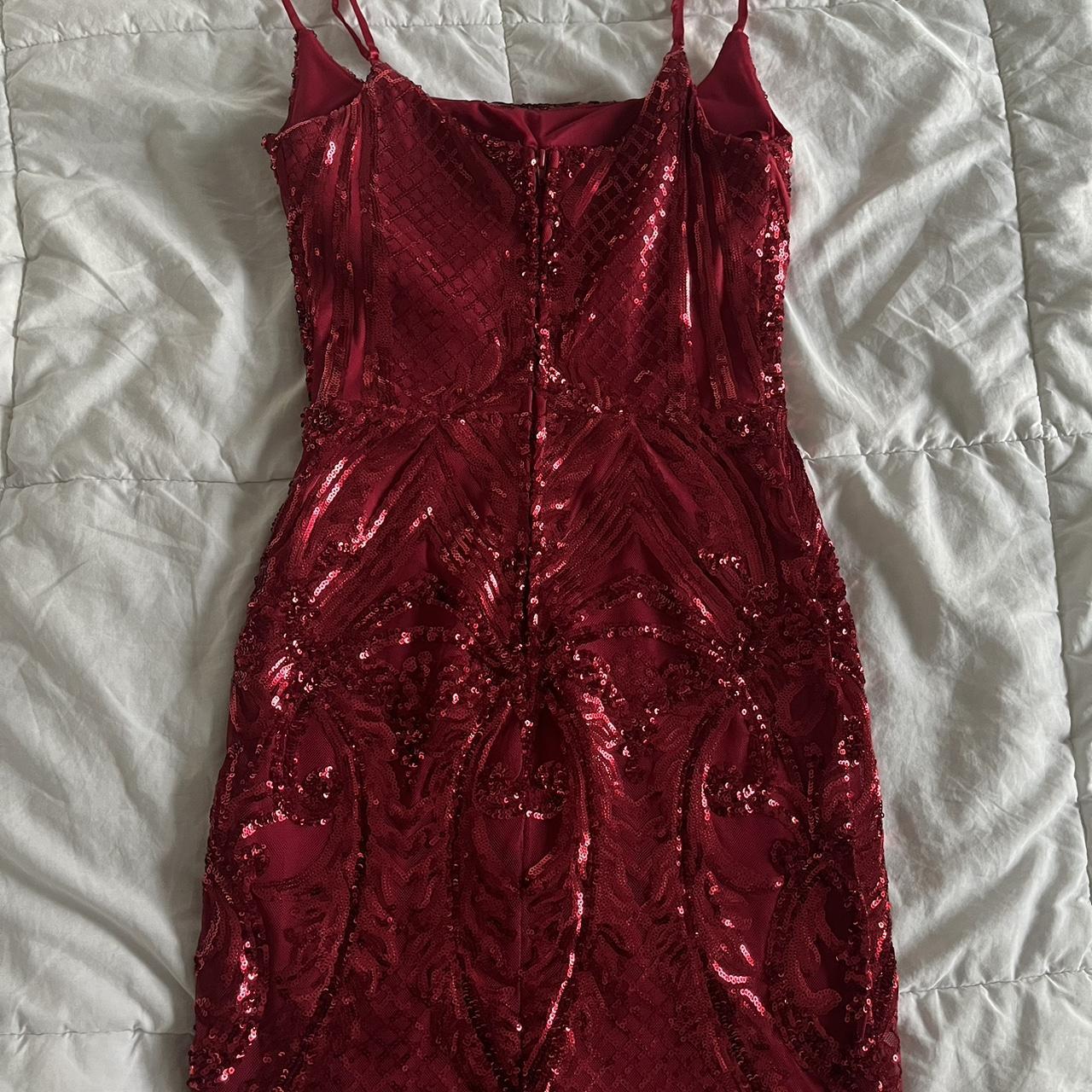 windsor red sequin homecoming hoco dress size... - Depop