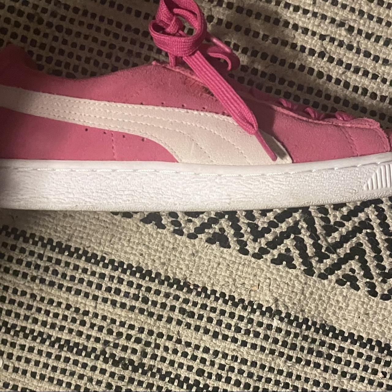 Size 9 women’s suede pink pumas - Depop