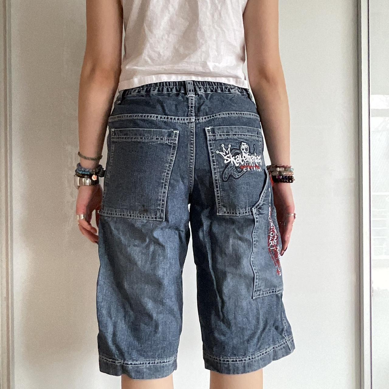 kids denim jorts with a cool back pocket design and... - Depop