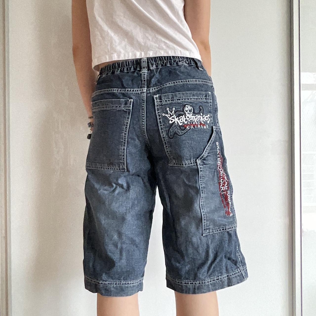 kids denim jorts with a cool back pocket design and... - Depop