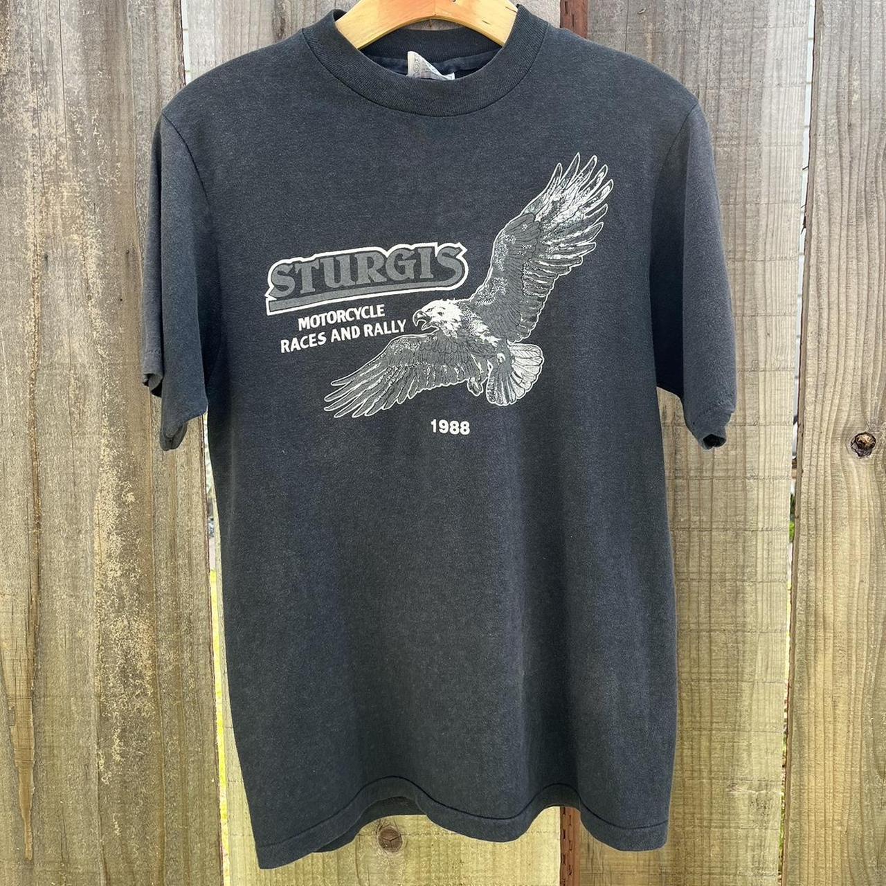 Vintage 1988 Sturgis motorcycle rally tee in faded... - Depop