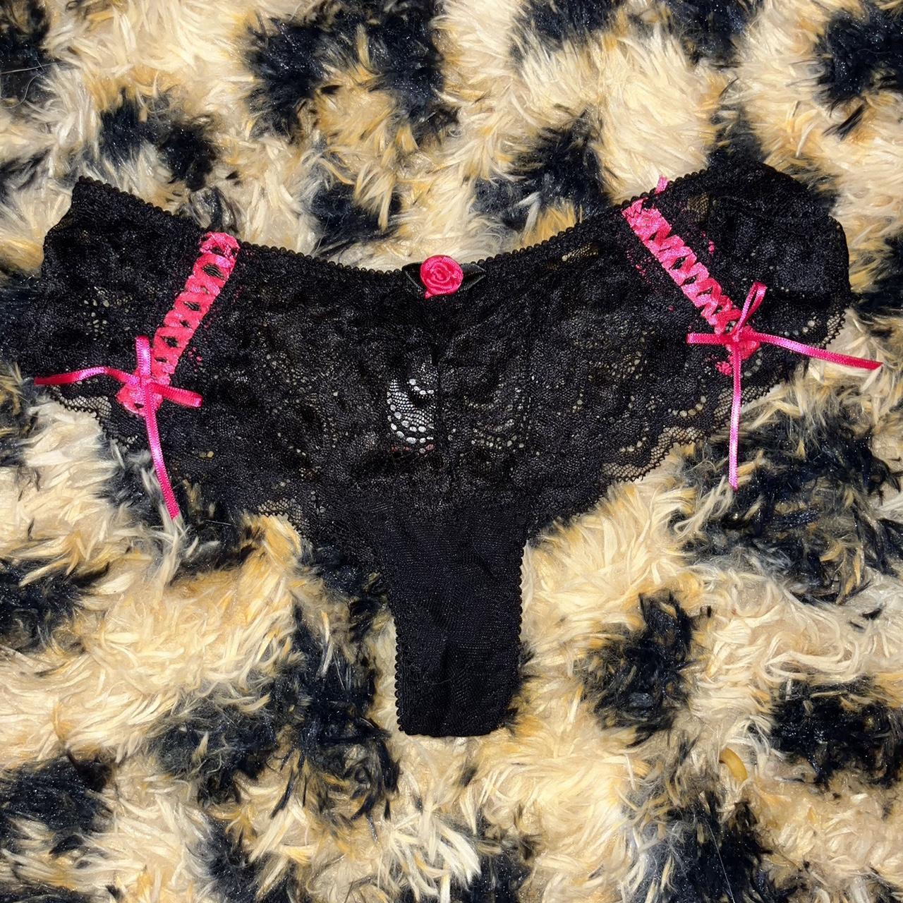 emo lace black and pink panties brand new - Depop