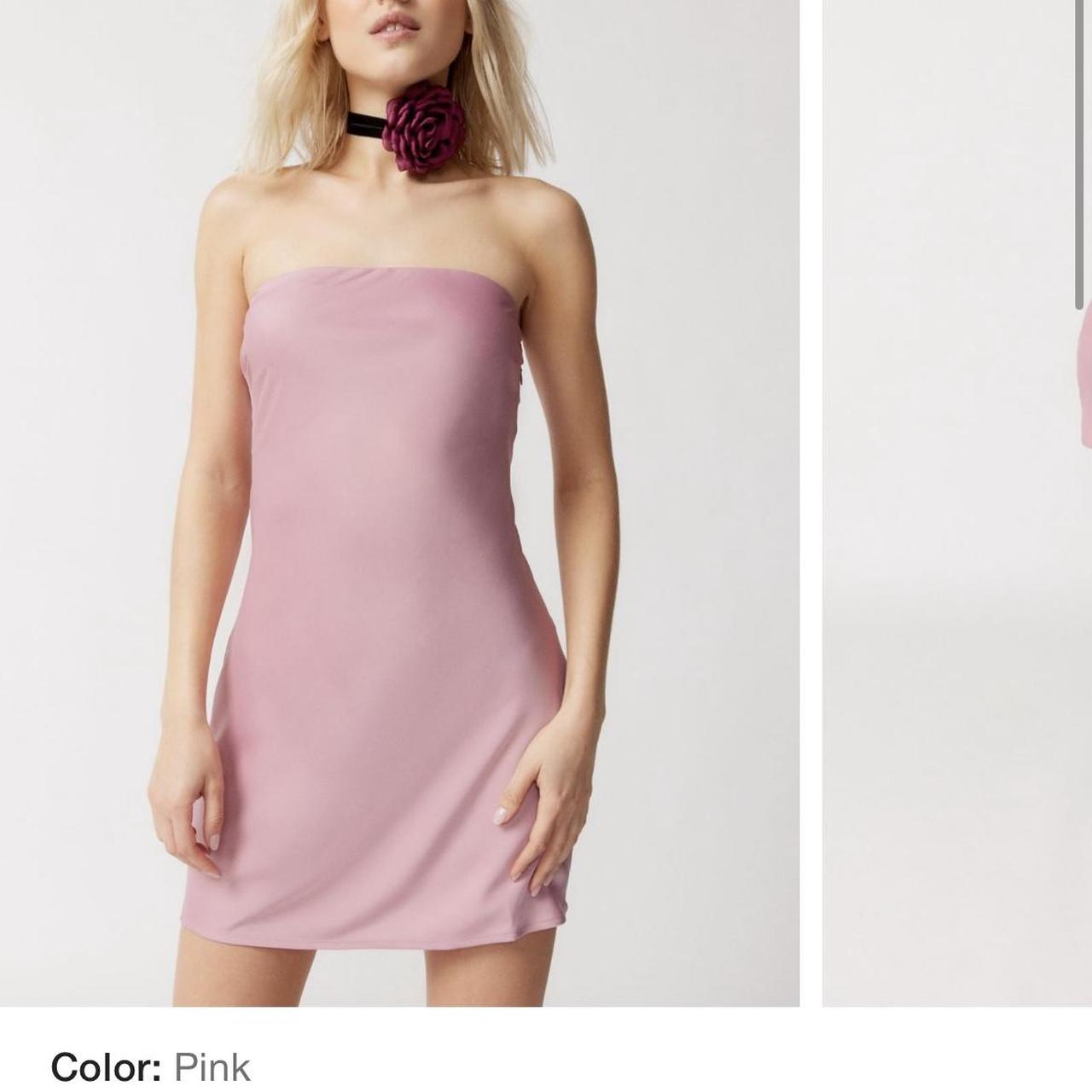 Silk / satin pink tube dress from Urban... - Depop