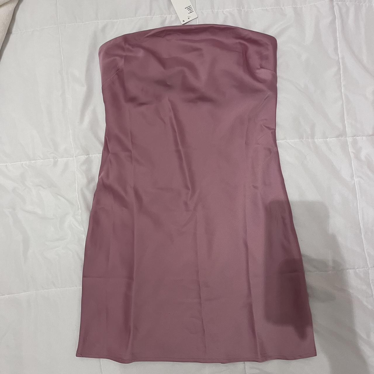 Silk / satin pink tube dress from Urban... - Depop