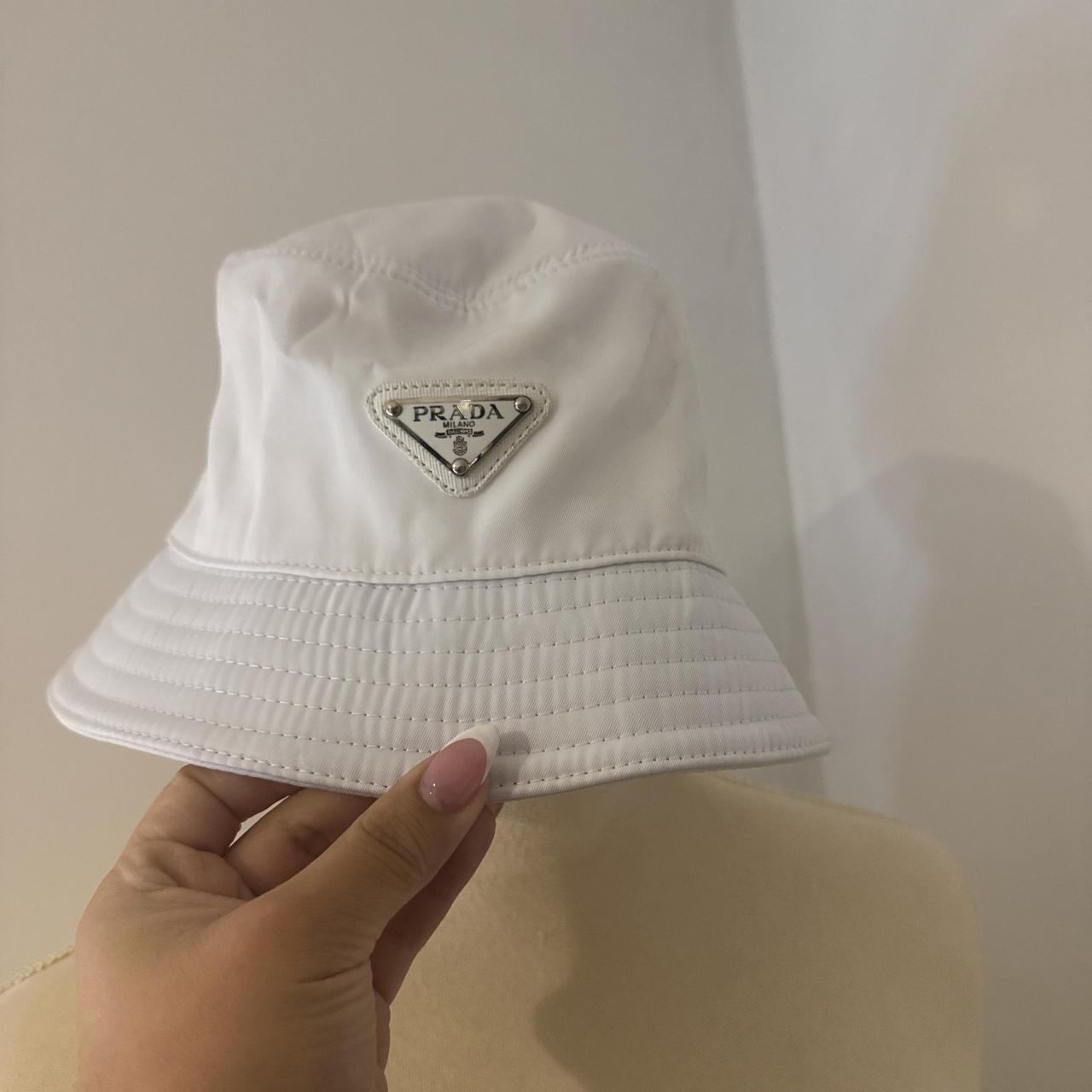 White prada-bucket-hat - Depop White prada-bucket-hat - Depop