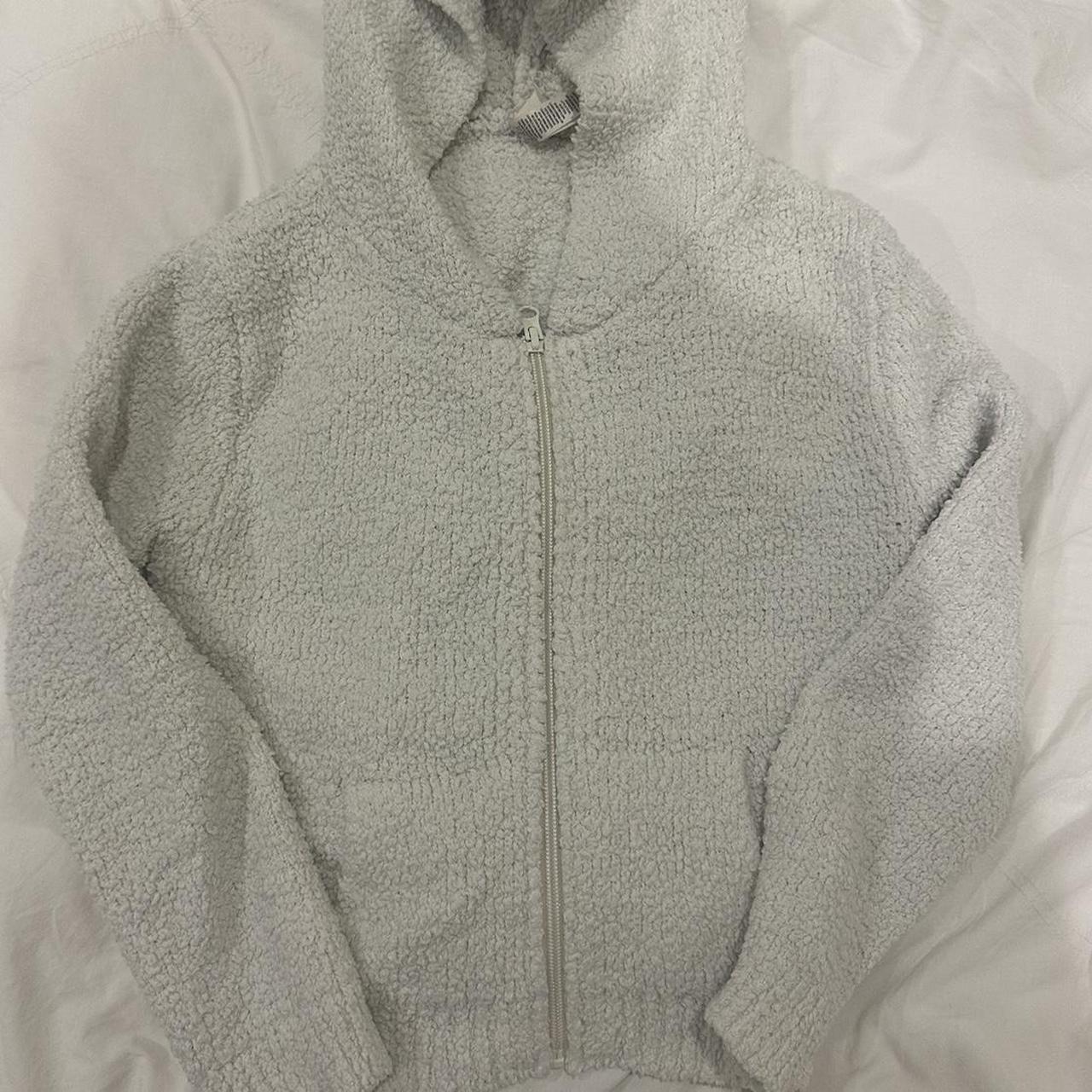 off white/cream skims fluffy cropped jacket in size... - Depop