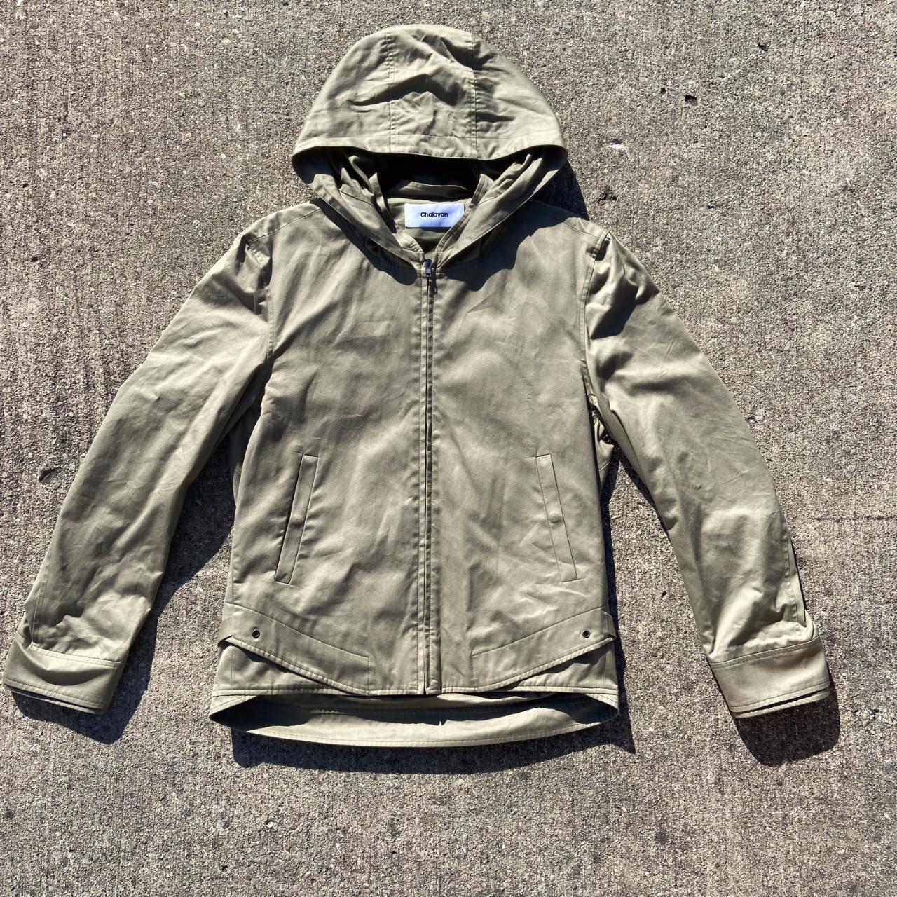 Chalayan Olive Hooded Jacket - Features extendable... - Depop