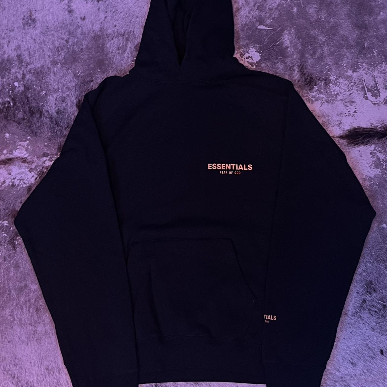 Essentials Black Reflective Hoodie Size -... - Depop