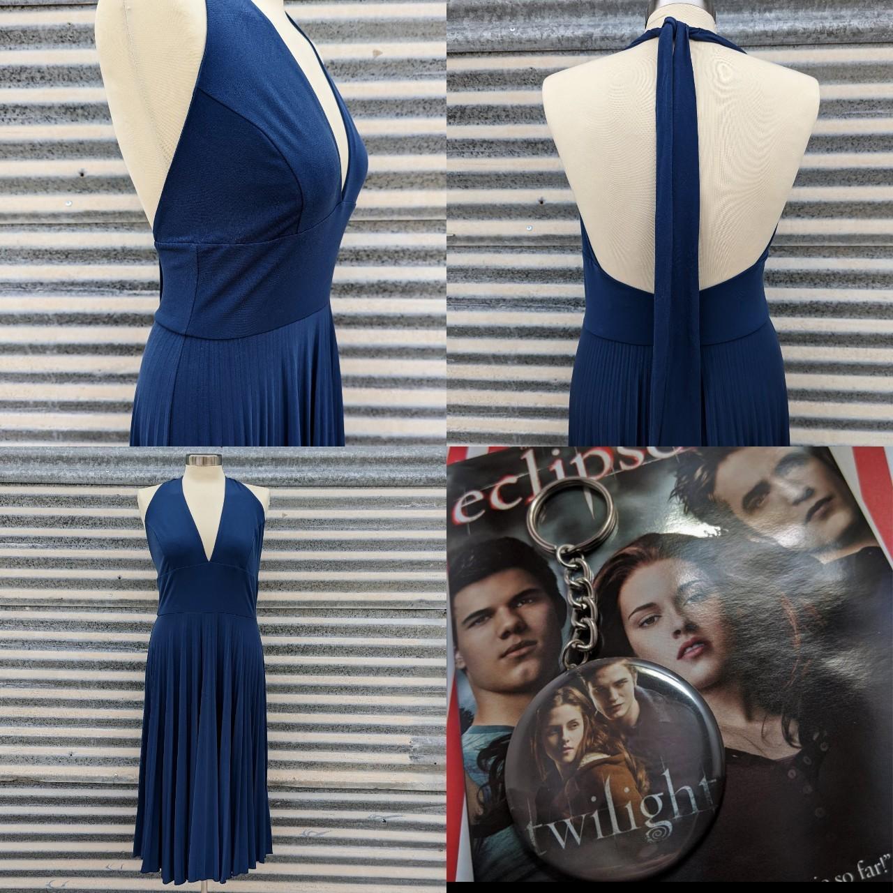 Bella Swan Cosplay Blue Prom V-neck halter y2k Dress... - Depop