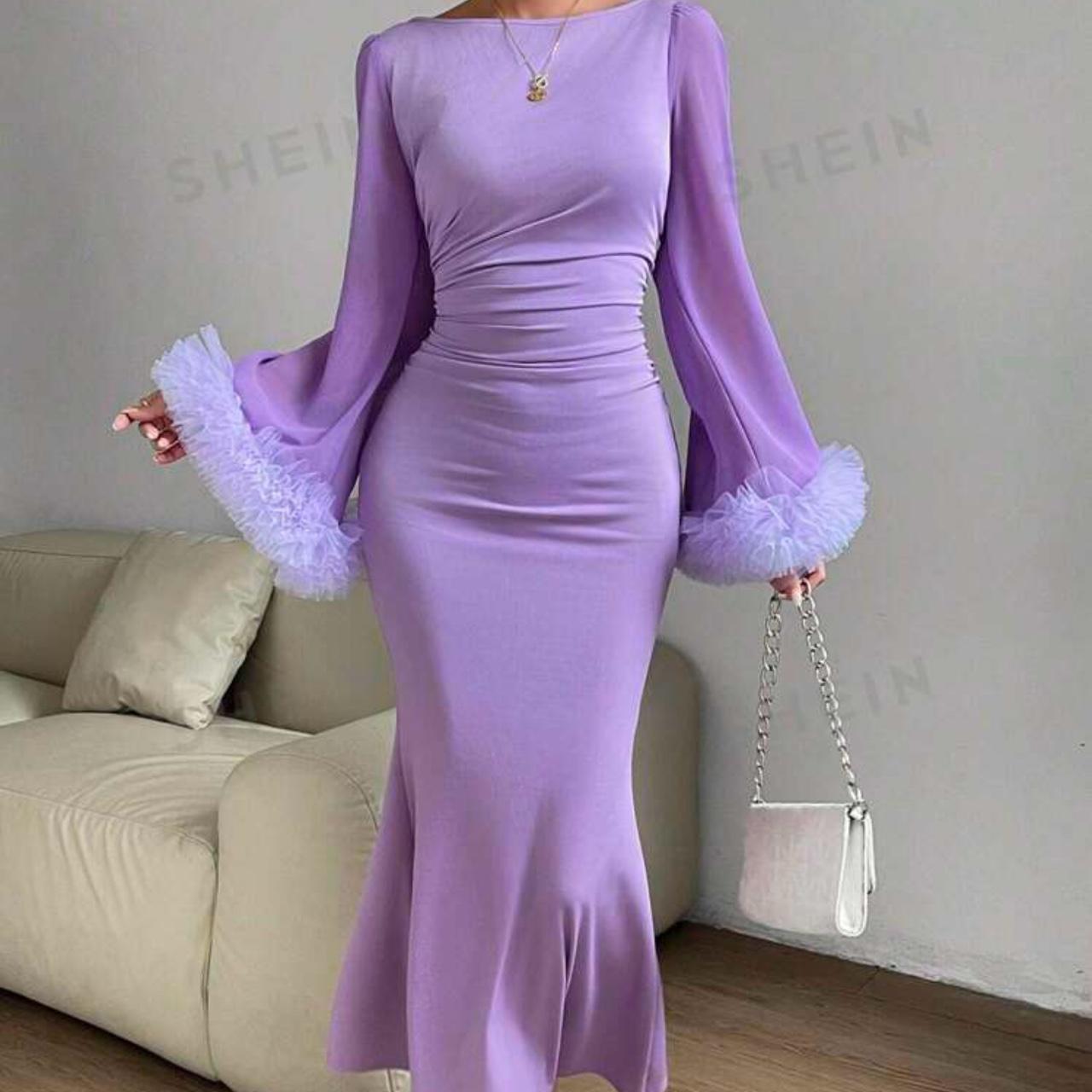 Fish Tail Hem Dress Size 8 Lilac Worn once for... - Depop