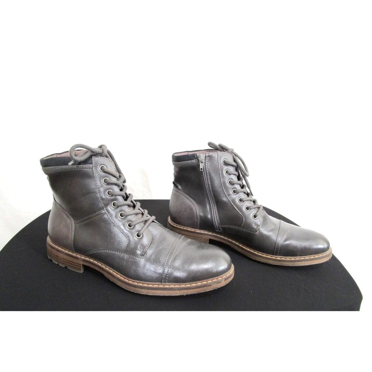 HAWKER RYE GRAY FAUX LEATHER LACE & ZIP UP CHUKKA... - Depop