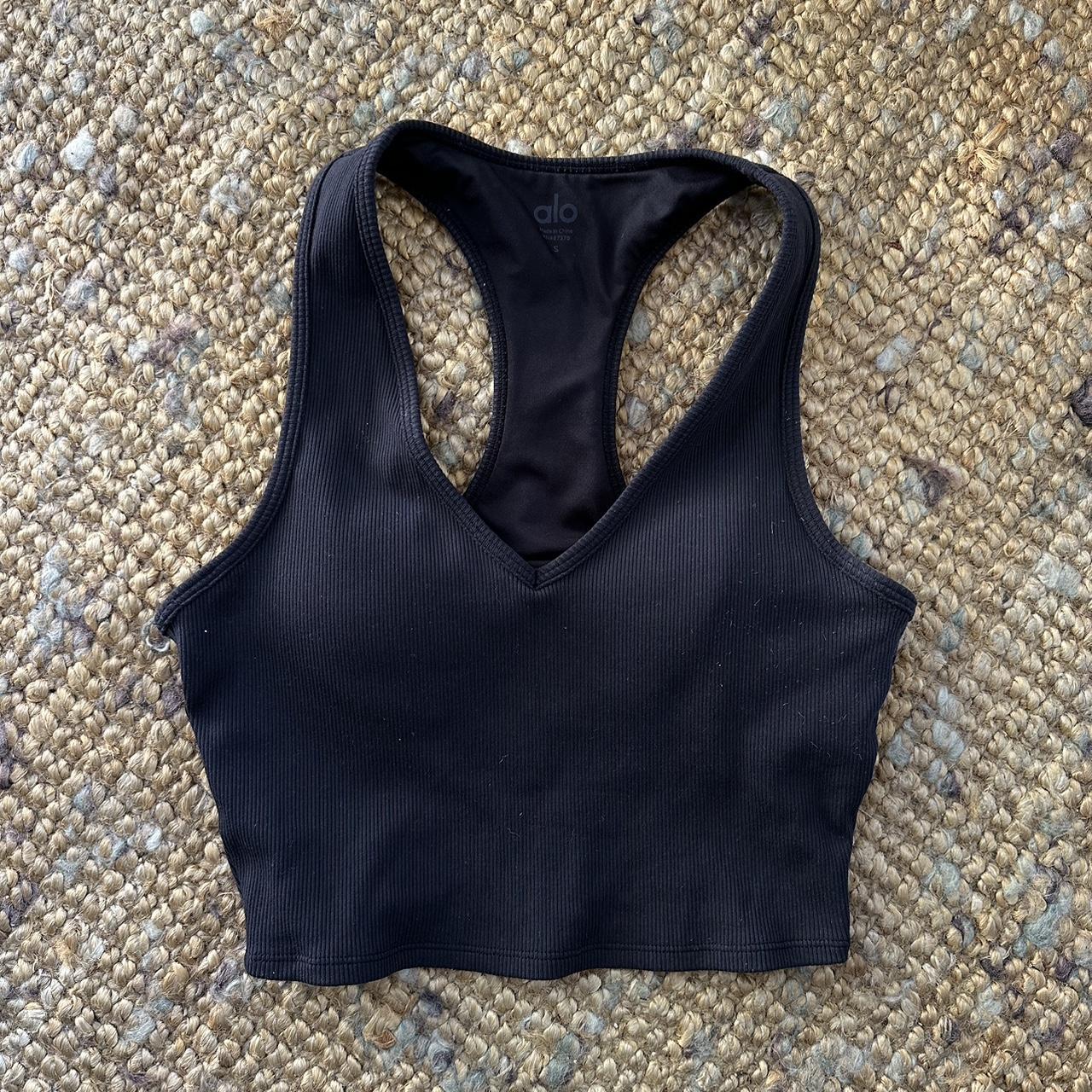 Alo Yoga Goddess Ribbed Cropped Racerback Tank NWOT... - Depop