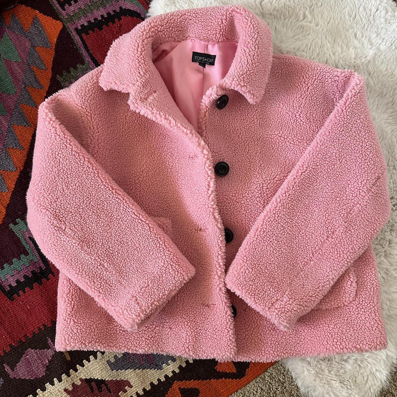 Topshop Teddy Pink Barbie Coat in Size 2 or... - Depop
