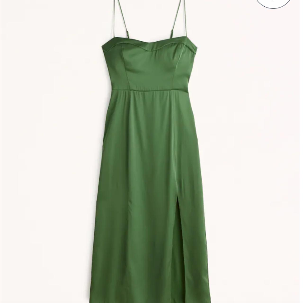Abercrombie and Fitch - Satin High-Slit Midi Dress... - Depop
