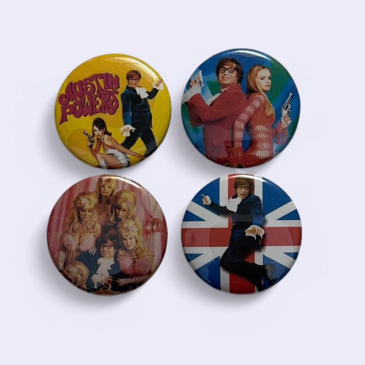 🇬🇧🔫set of 4 Austin Power pinback buttons (approx.... | Depop