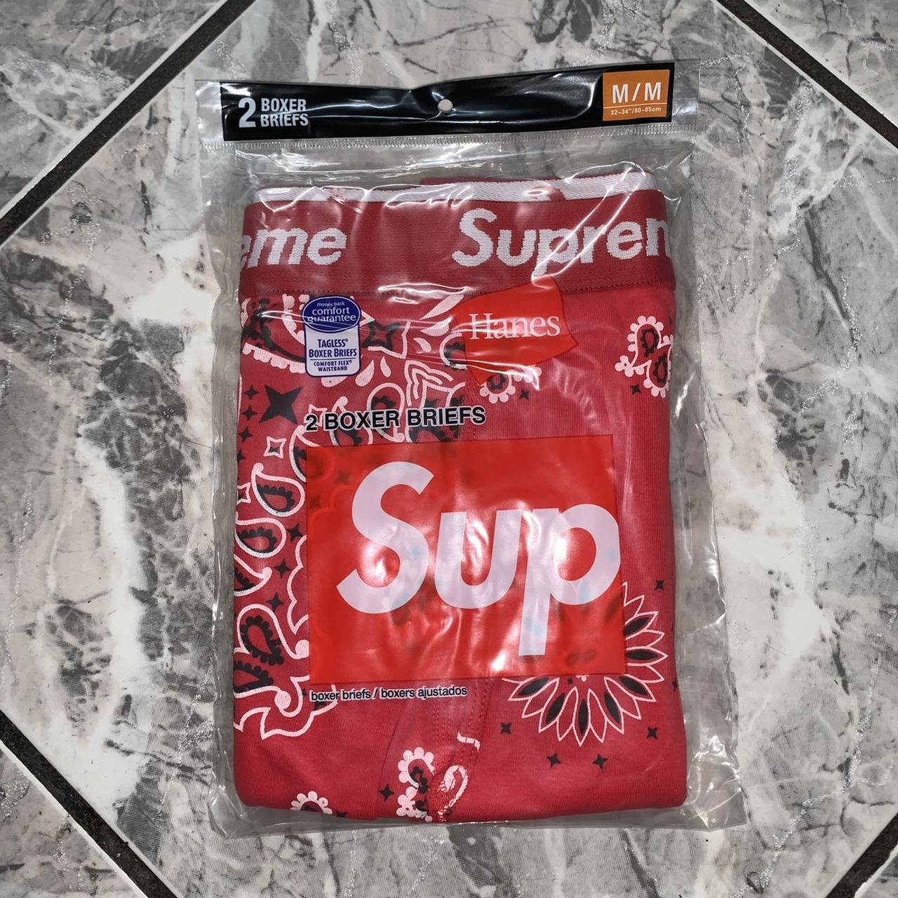 Supreme Hans Red Bandana Boxer Briefs Condition:... - Depop