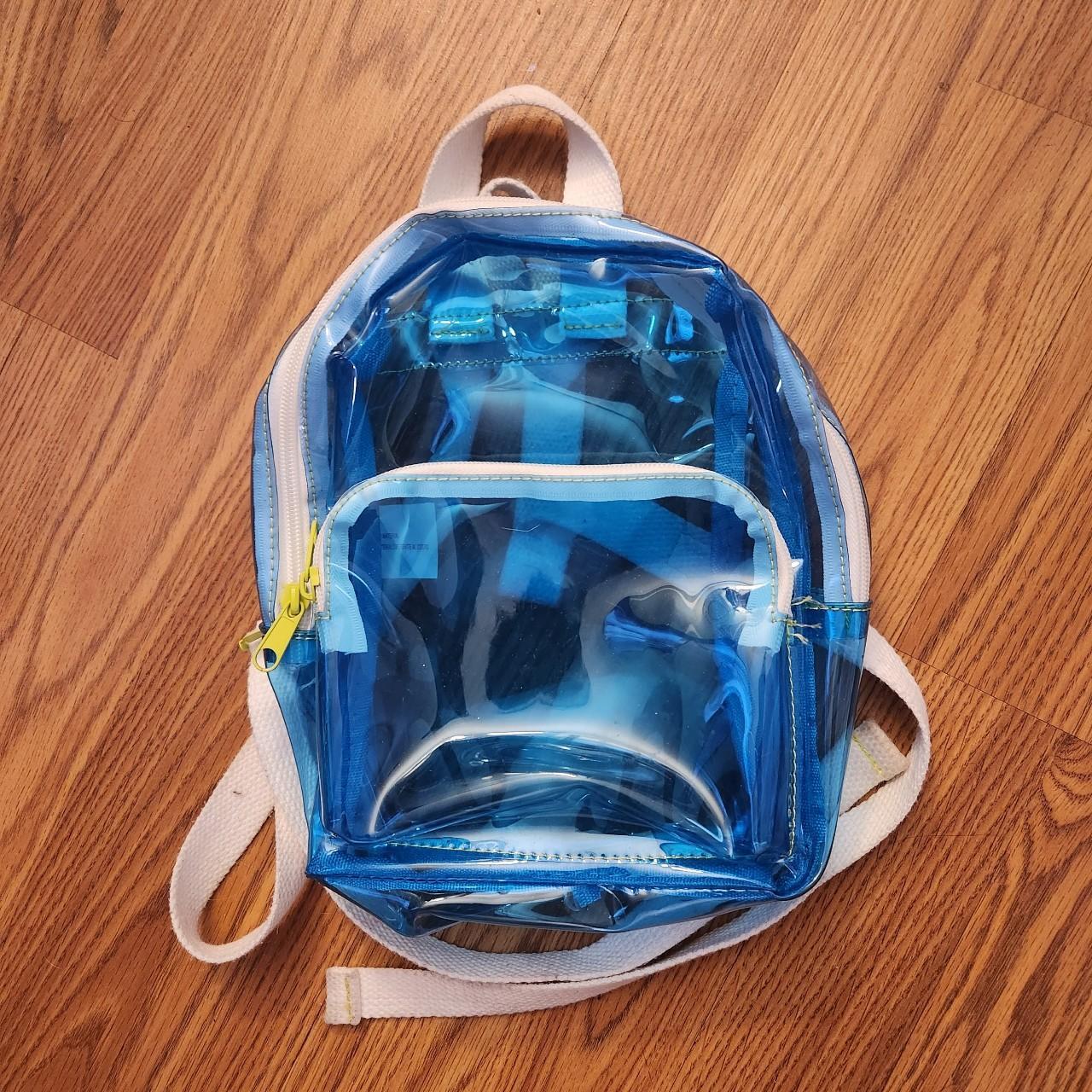 Clear blue vinyl mini-backpack Good condition... - Depop