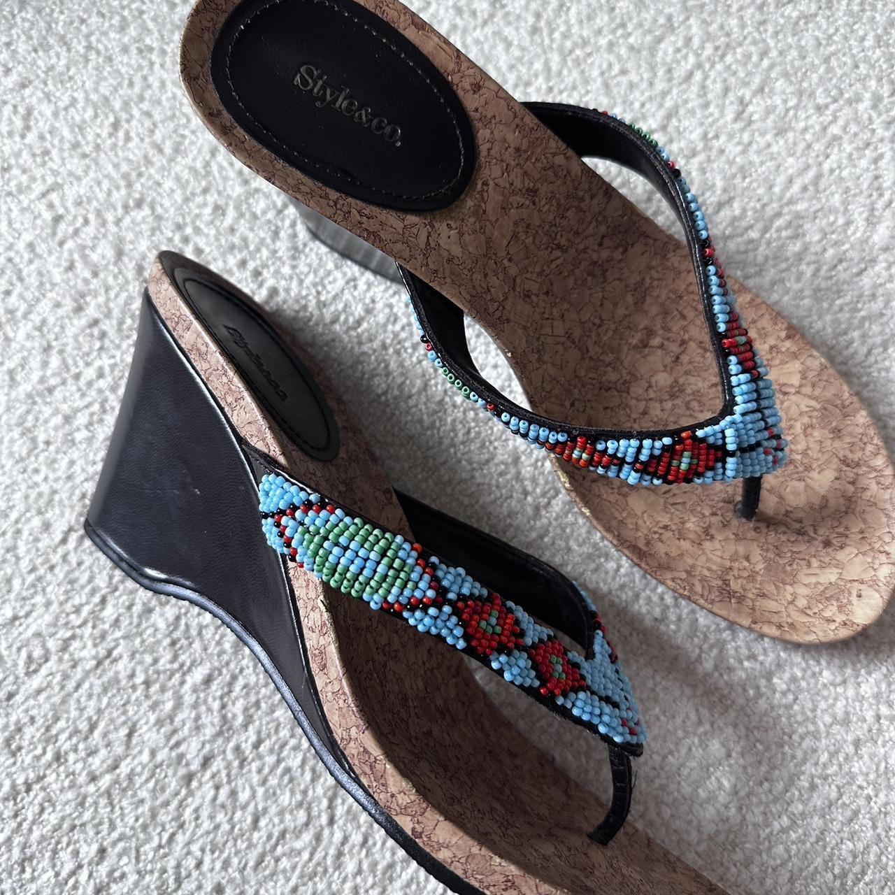 Vintage y2k beaded wedges In good condition A few... | Depop