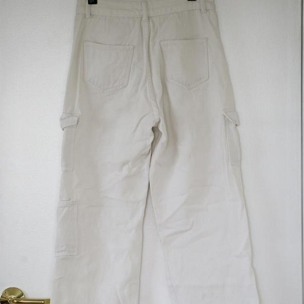 Women’s White Cargo Jeans Fly flap pocket Size:... - Depop
